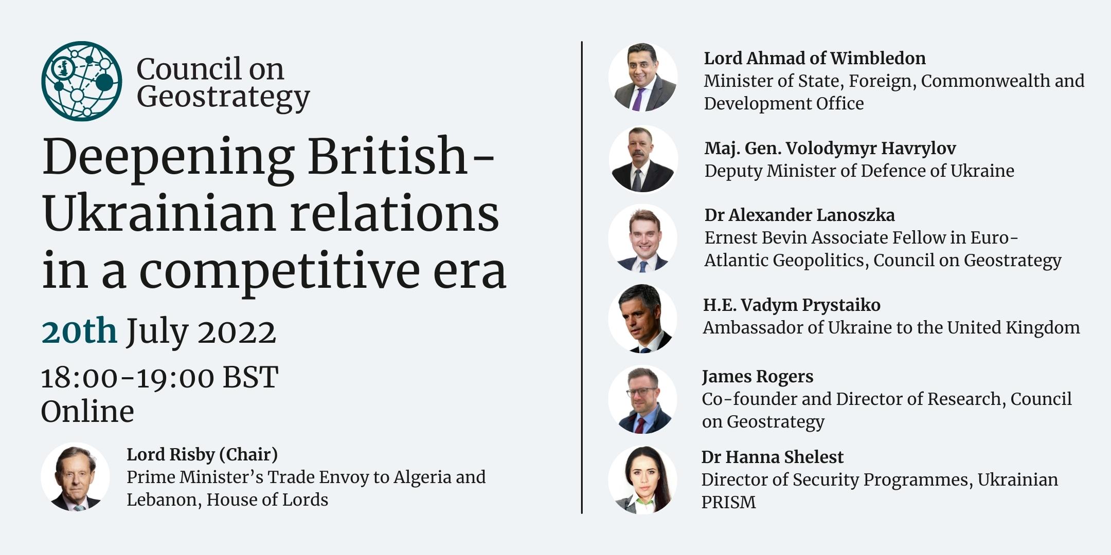 Deepening British-Ukrainian relations in a competitive era - Council on ...